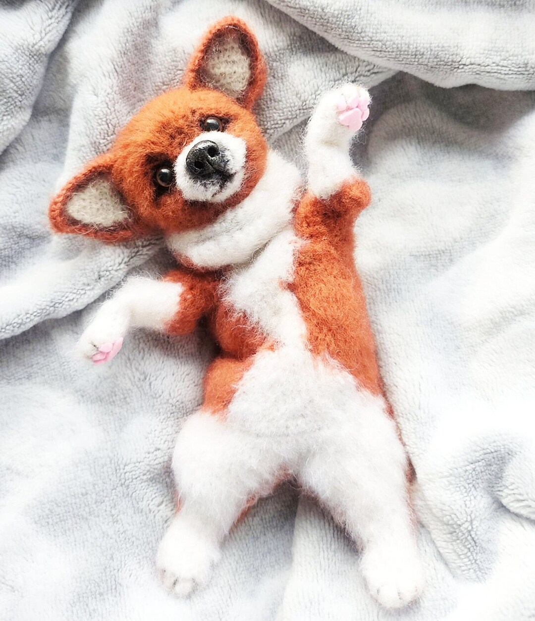 Miniature Knitted Corgi Doll, Hand Knitted Dog, Felt 3D Corgi Dog ...