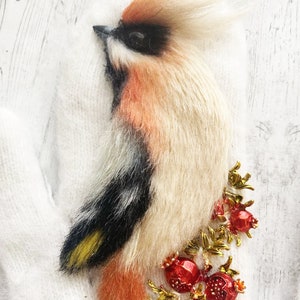 Custom WAXWING BIRD MITTENS, Birds Felt Mittens, Winter Mittens, Birds ...