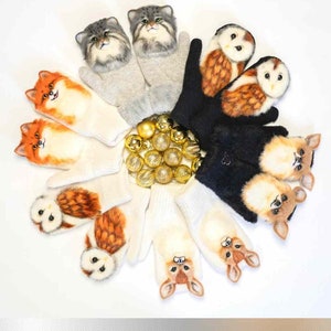 LYNX MITTENS, Felt Animal Mittens, Designer Mittens, Mohair Mittens ...