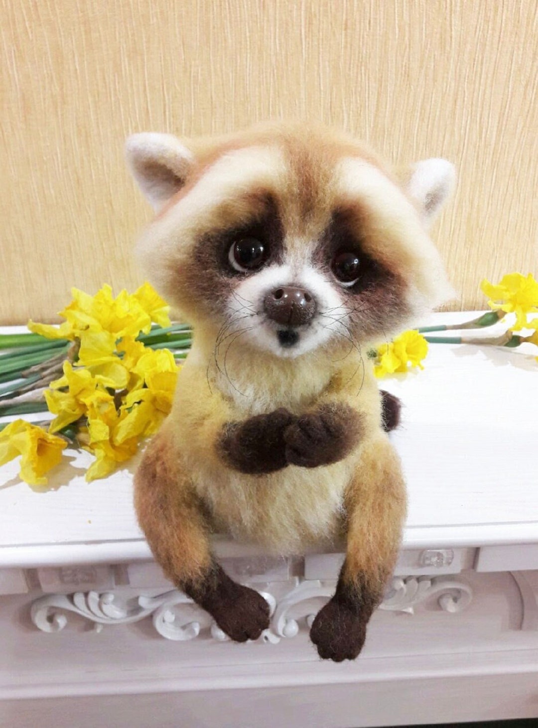 FELT RACCOON, Needle Felted Raccoon, Felted Raccoon, Raccoon Sculpture ...