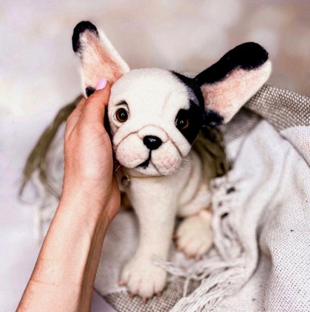 French Gift Box Handcrafted Wooden Woman & French Bulldog Figurine ...