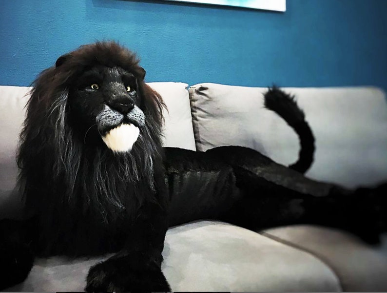 BIG Black Lion Plushie Made to Order 3D Realistic Lion - Etsy