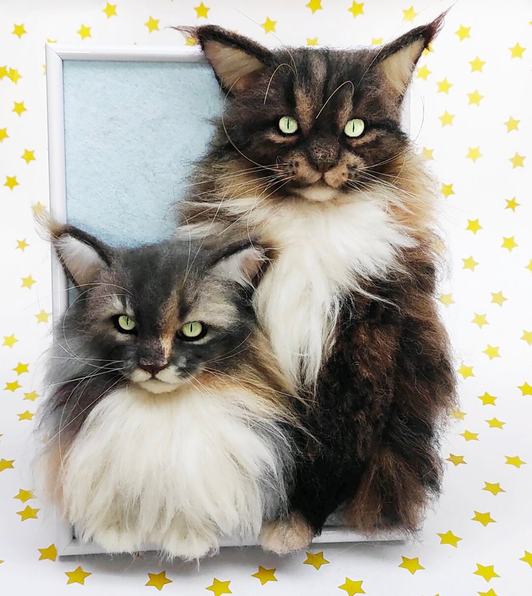 CUSTOM 2 CATS PORTRAIT Maine Coons Custom 3D Cat Portrait - Etsy