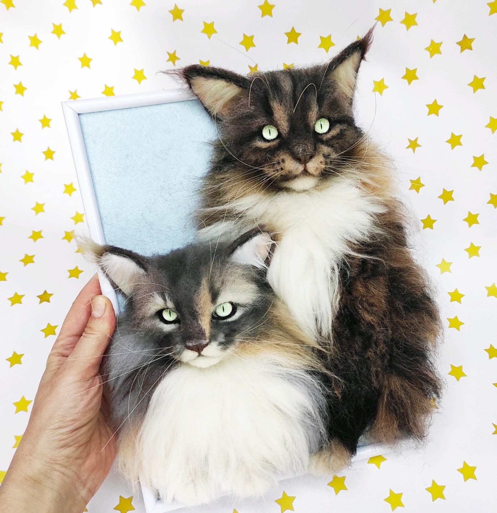 CUSTOM 2 CATS PORTRAIT Maine Coons Custom 3D Cat Portrait | Etsy