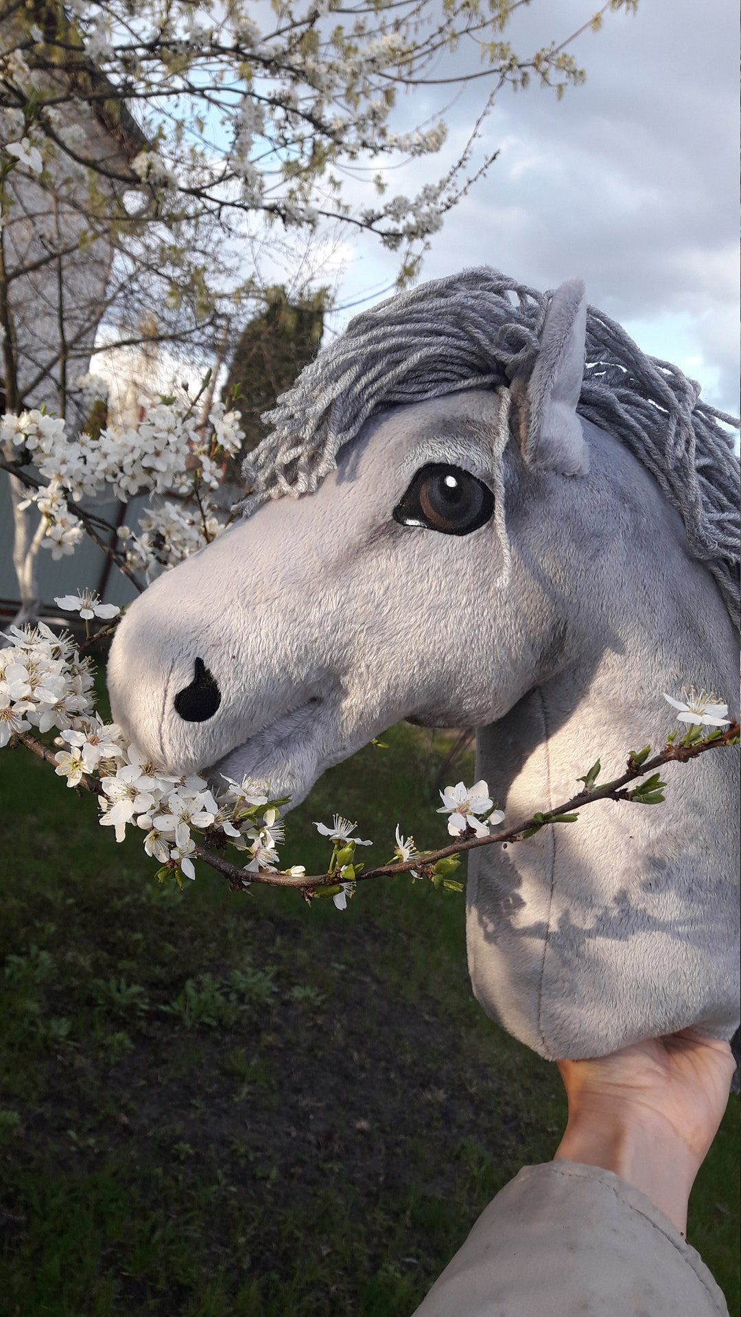 Hobby Horse: Gray Hobby Horse A4, A3, With a Fixed Stick, Waldorf Toy ...