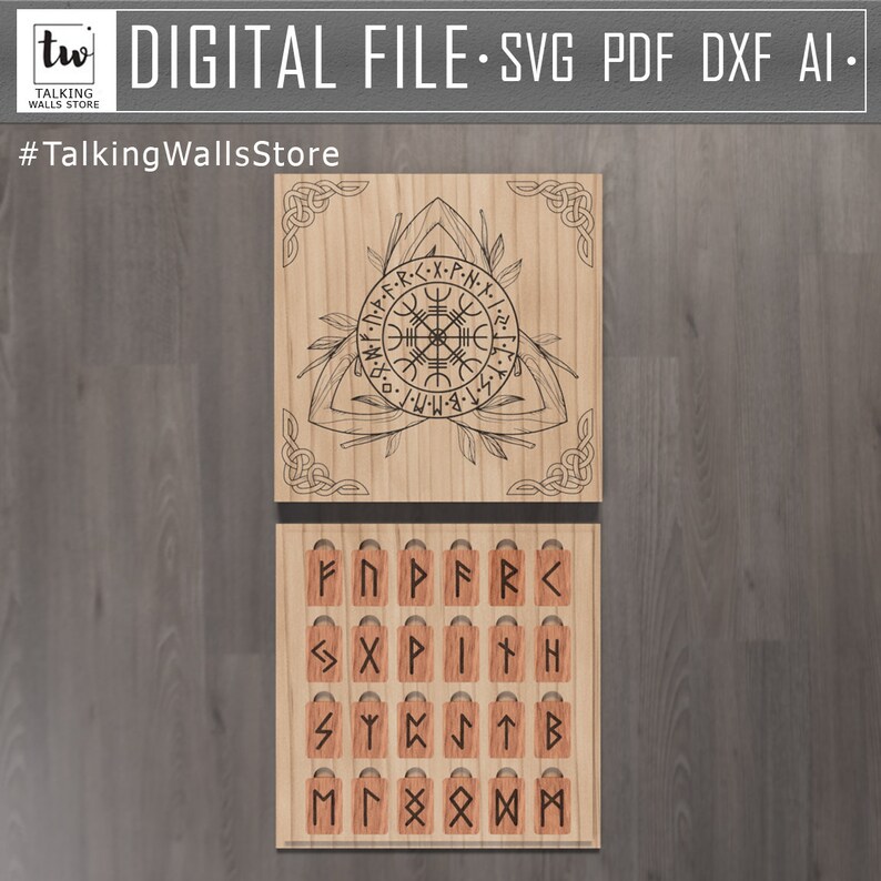 Digital File Aged Futhark Runes Set With Box Paganism Pagan Witch ...