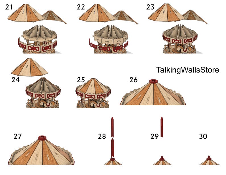 3D Wooden Carousels Bundle, Carousel Laser Cut, 3D Merry Go Round Model ...