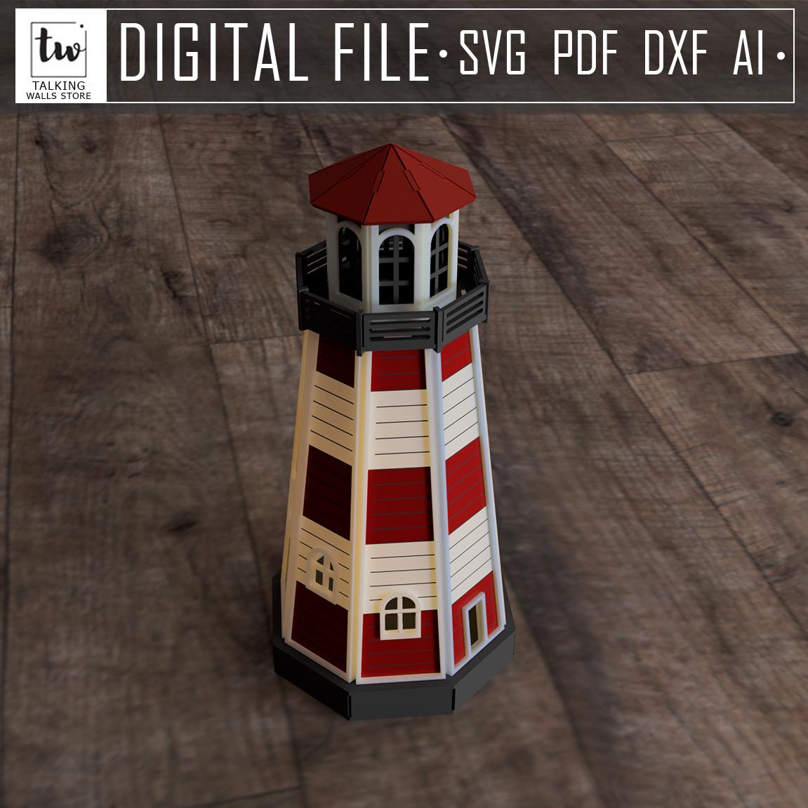 Lighthouse Laser Cut File, Dxf, Svg, Ai and Cdr, 3d Puzzle File, Wooden ...