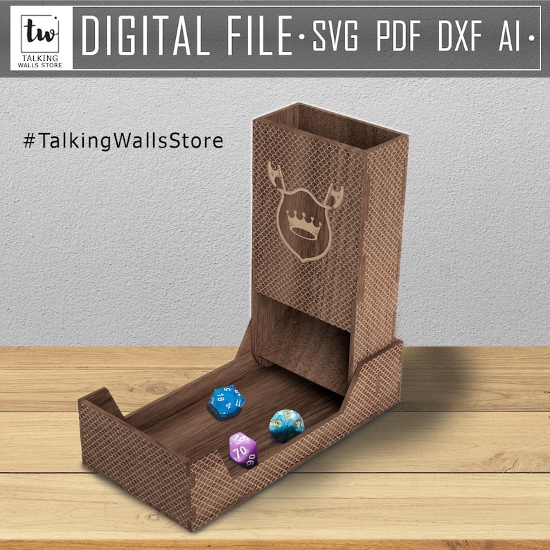Folding Dice Tower. Digital Product. 3mm, 3.2mm, 4mm, 4.5mm. Laser Cut ...