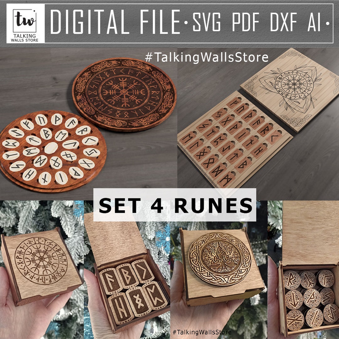 Digital File Aged Futhark Runes Set With Box, Set 4 Options, Digital ...