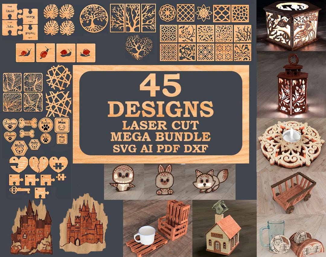 Laser Cut Mega Bundle SVG | CNC Files | Engraving SVG Design | Laser ...