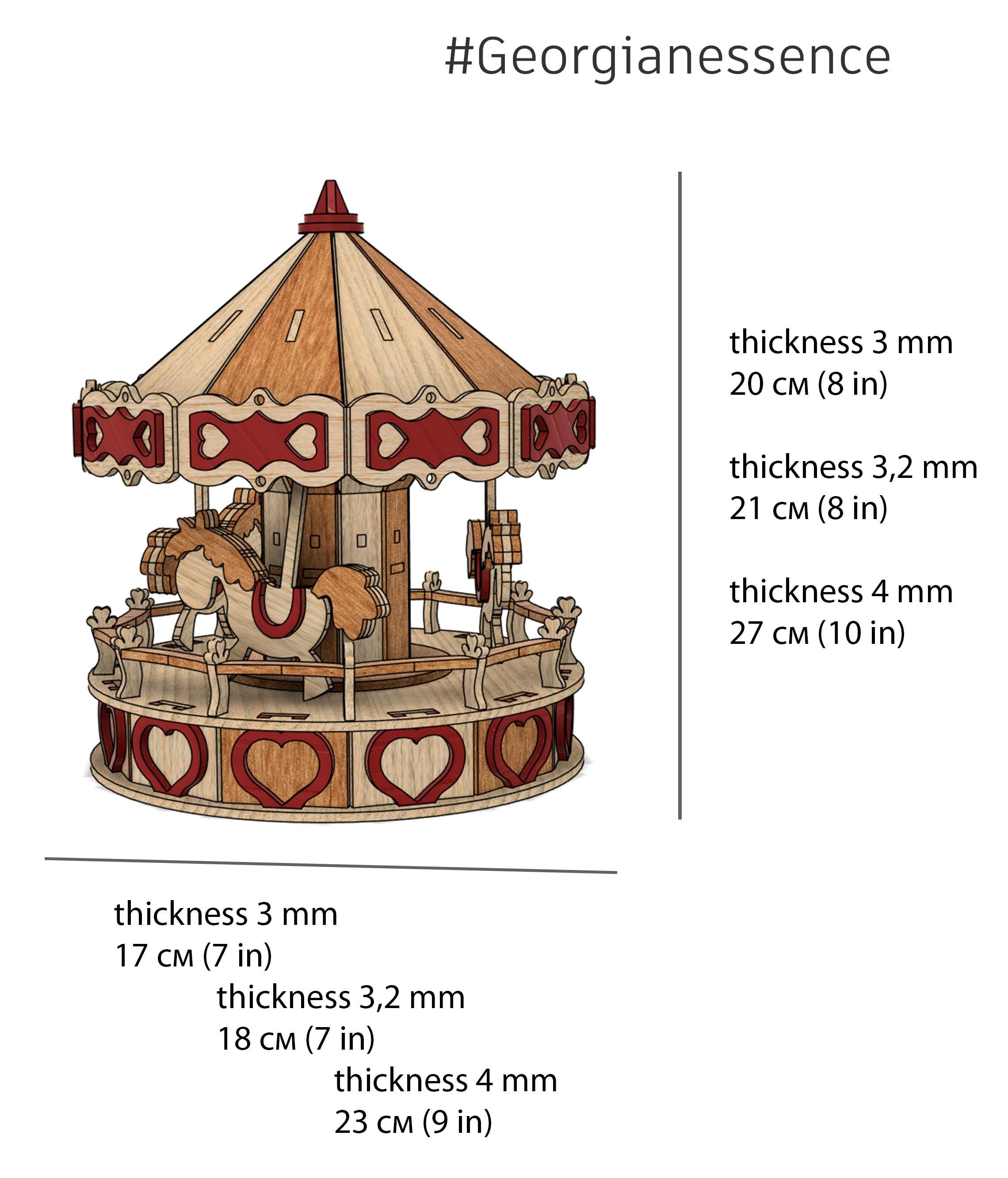 3D Wooden Carousels Bundle, Carousel Laser Cut, 3D Merry Go Round Model ...