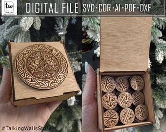 Digital File Aged Futhark Runes Set With Box Paganism Pagan Witch ...