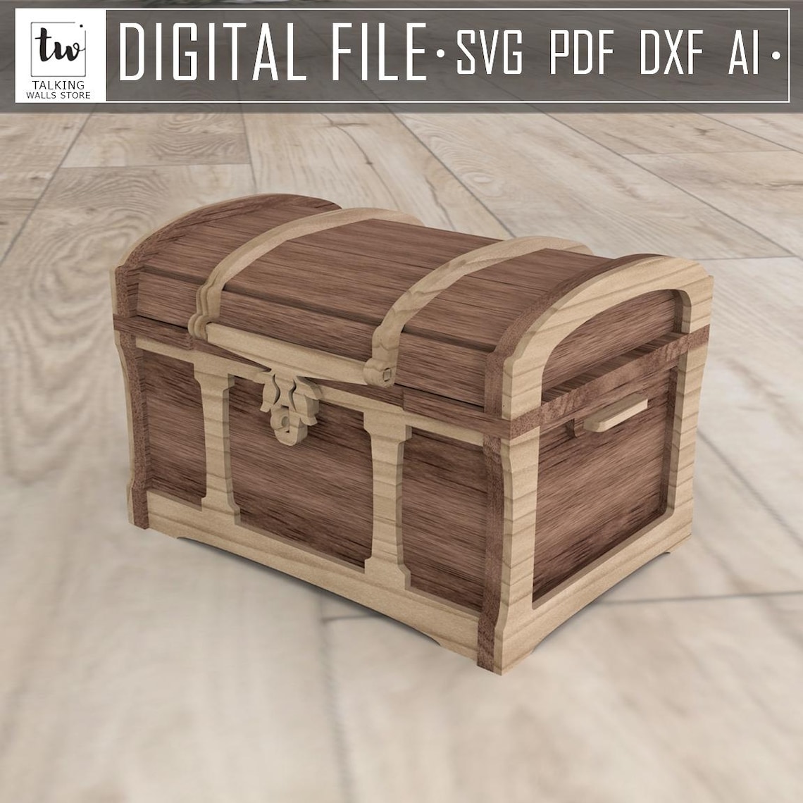 Treasure Chest Laser Cut File Wooden Chest SVG Ancient Chest Dxf ...