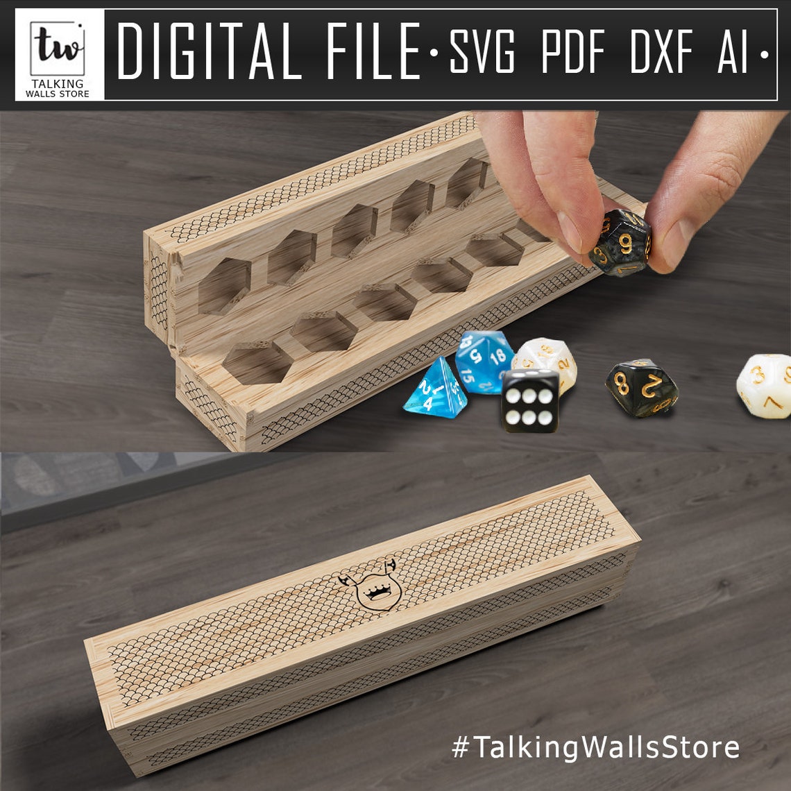 Dice Box. Digital Product. 3mm, 3.2 Mm. Laser Cut Files SVG, PDF, AI ...