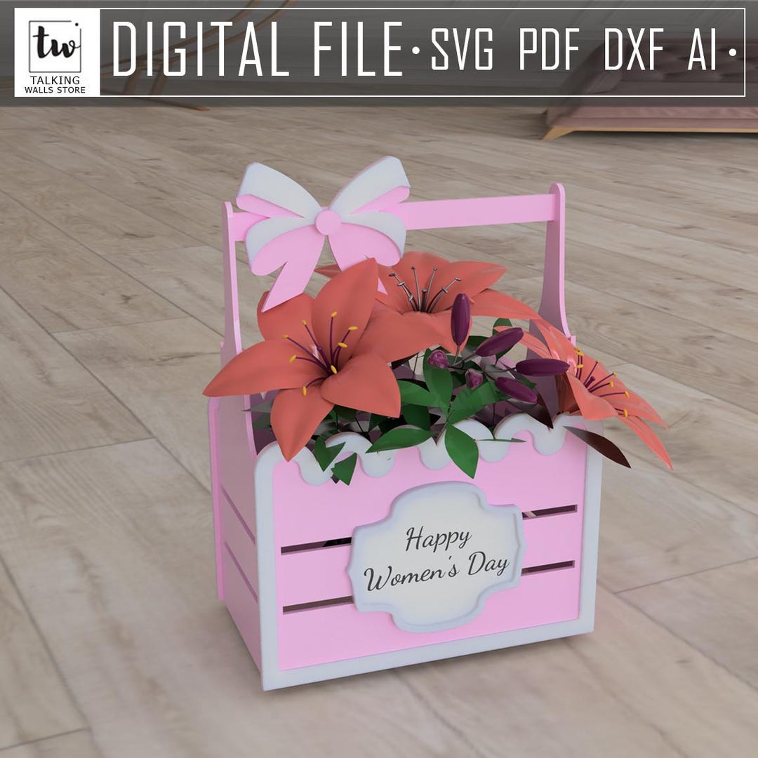 Women's Day, Flower Box, Laser Cut Bundle, Gift, Rustic Flower Bouquet ...