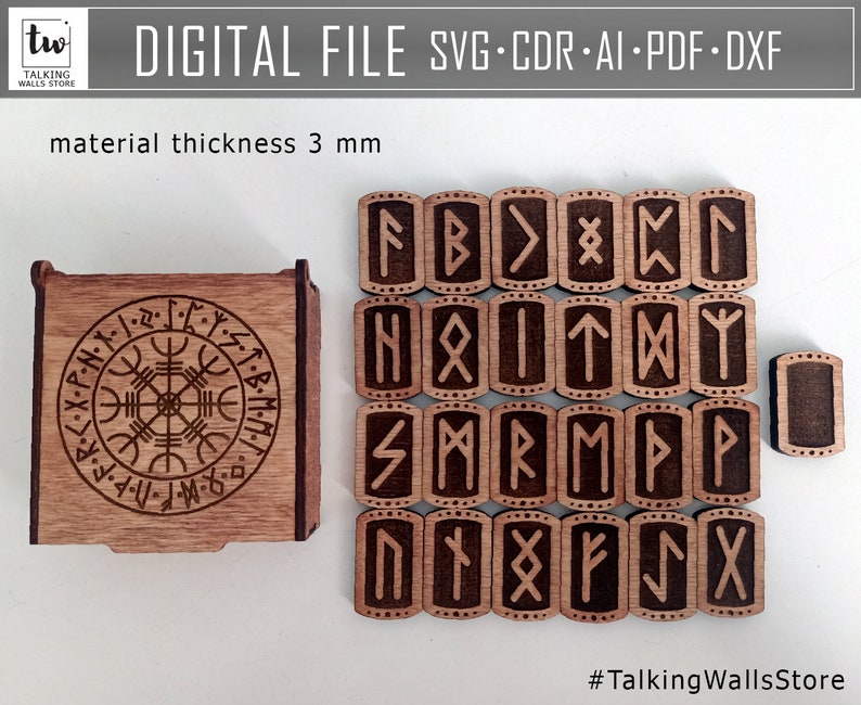 Digital File Aged Futhark Runes Set With Box Digital File- Paganism ...