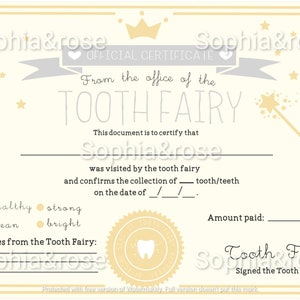 Tooth Fairy Certificate, Report, Receipt, Teeth, Keepsake, First Tooth ...