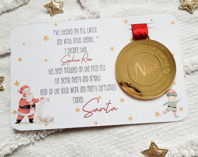 Personalised Nice List Medal | Santa Gift | Christmas Eve Box Filler ...