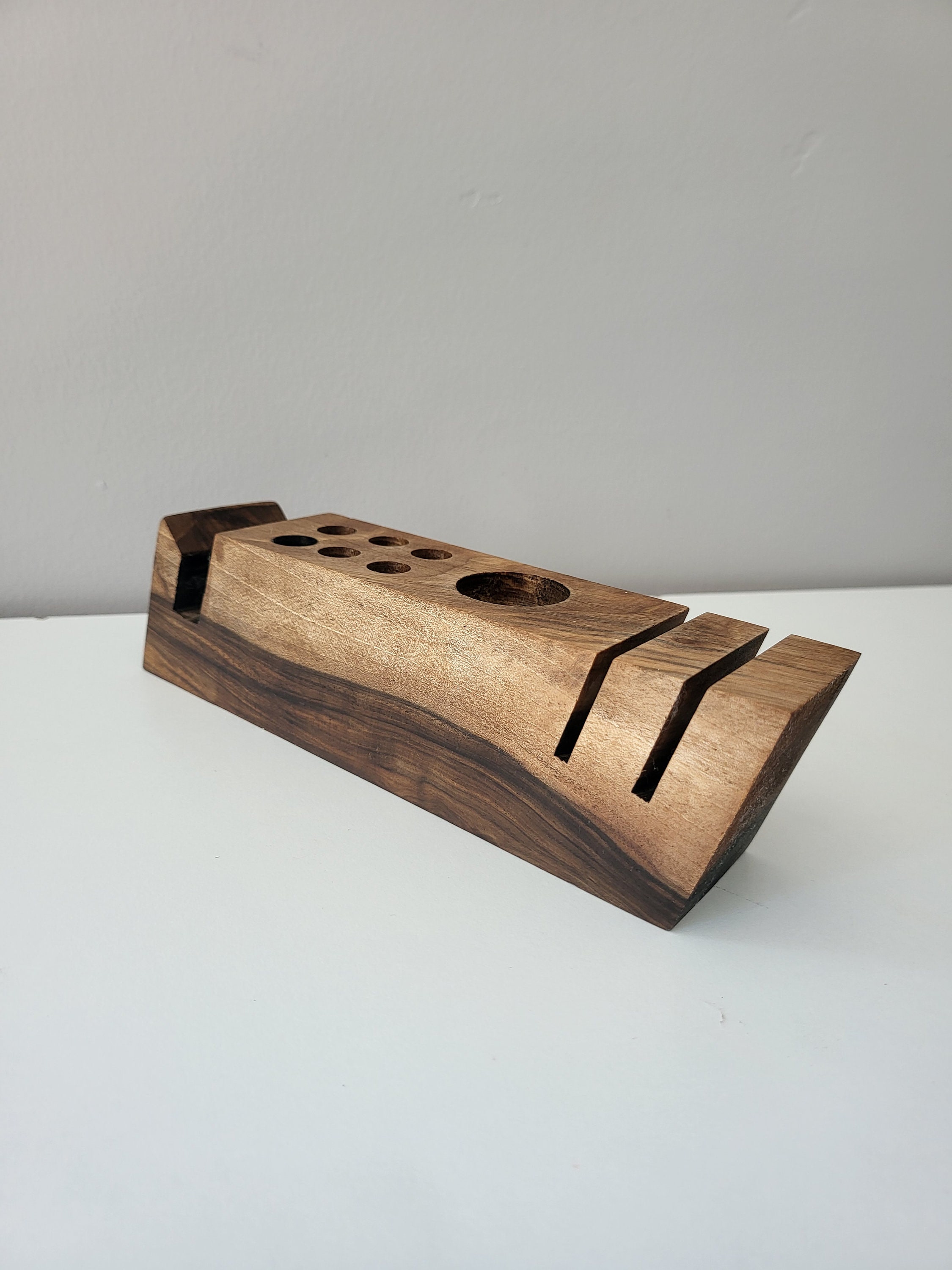 Walnut Pen Holder, Wood Desk Organizer. Wooden Pencil Holder, Wood Desk ...