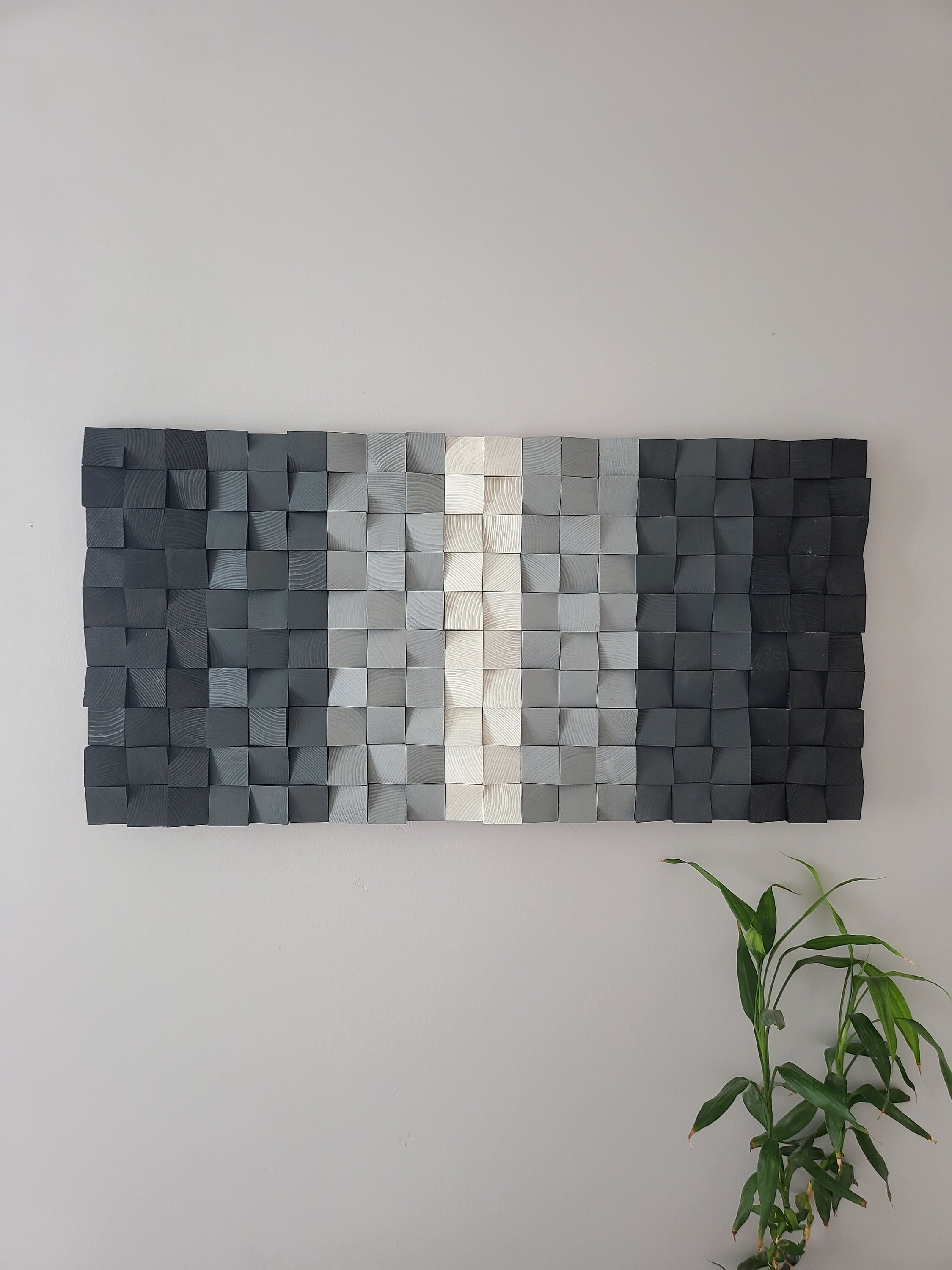 Black and White Sound Diffuser, Wall Art, Reclaimed Wood Wall Mosaic ...