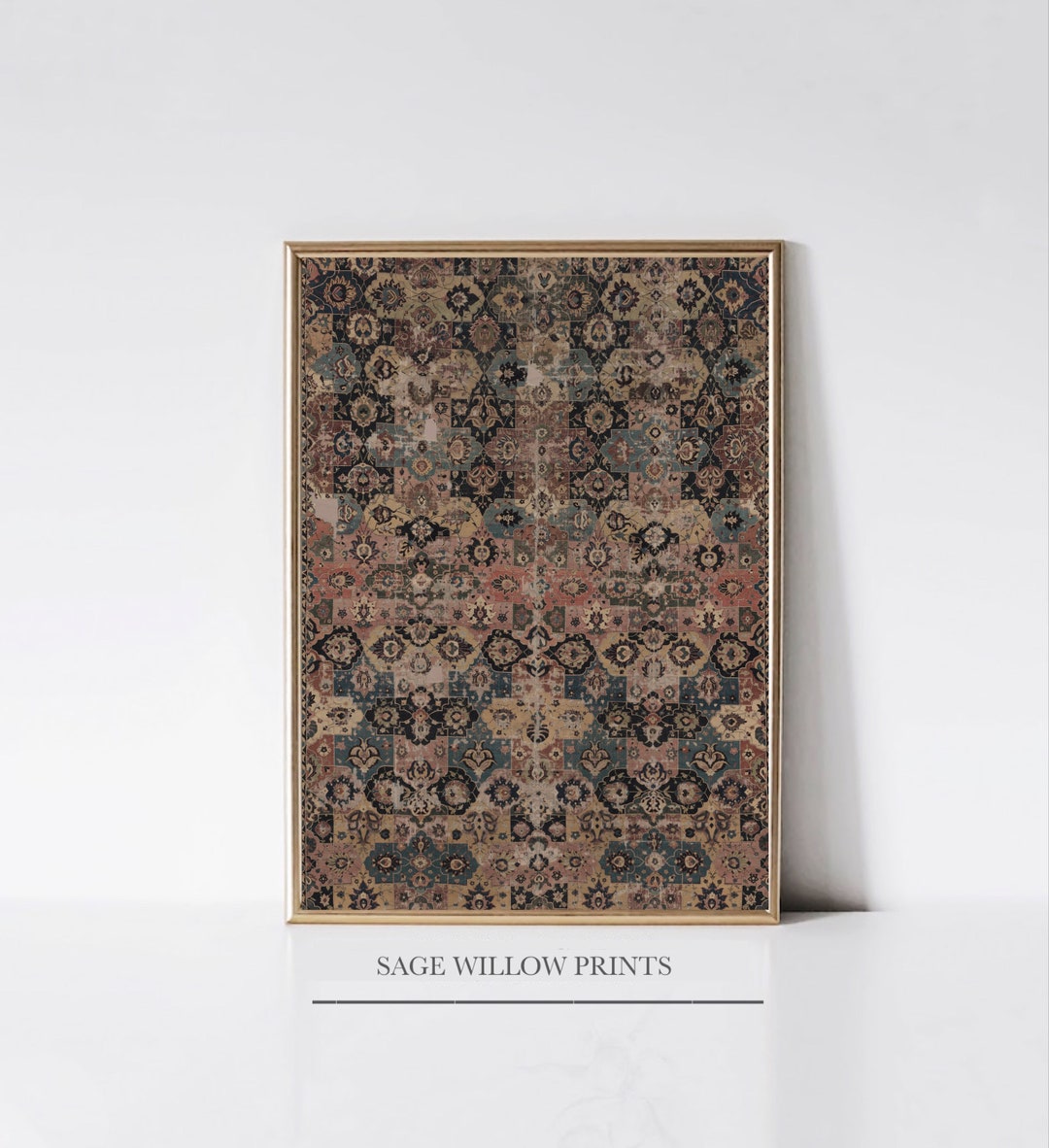 Vintage Rug Pattern Print: Geometric Textile Wall Art (digital Download ...