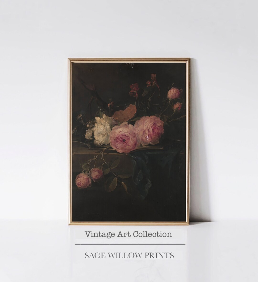 Printable Still Life Roses Flower Oil Painting, Digital Large Wall Art ...