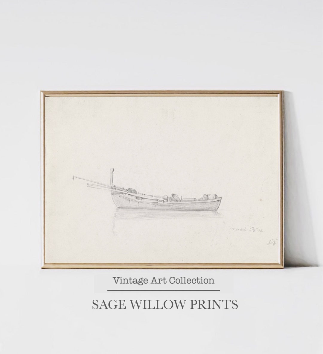 Printable Art, Antique Nautical Sketch Art Vintage Boat Drawing Art ...