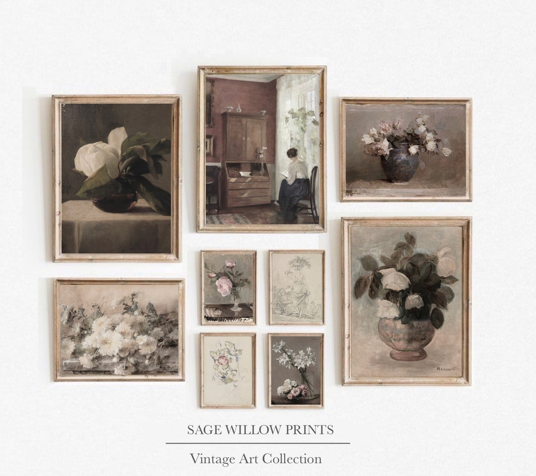 Rustic Printable Gallery Wall Art Set of 9, Muted European Landscape ...