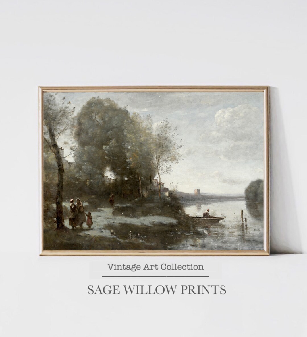 Lake Painting, Vintage Lake House Wall Art Print, Cottagecore Landscape ...
