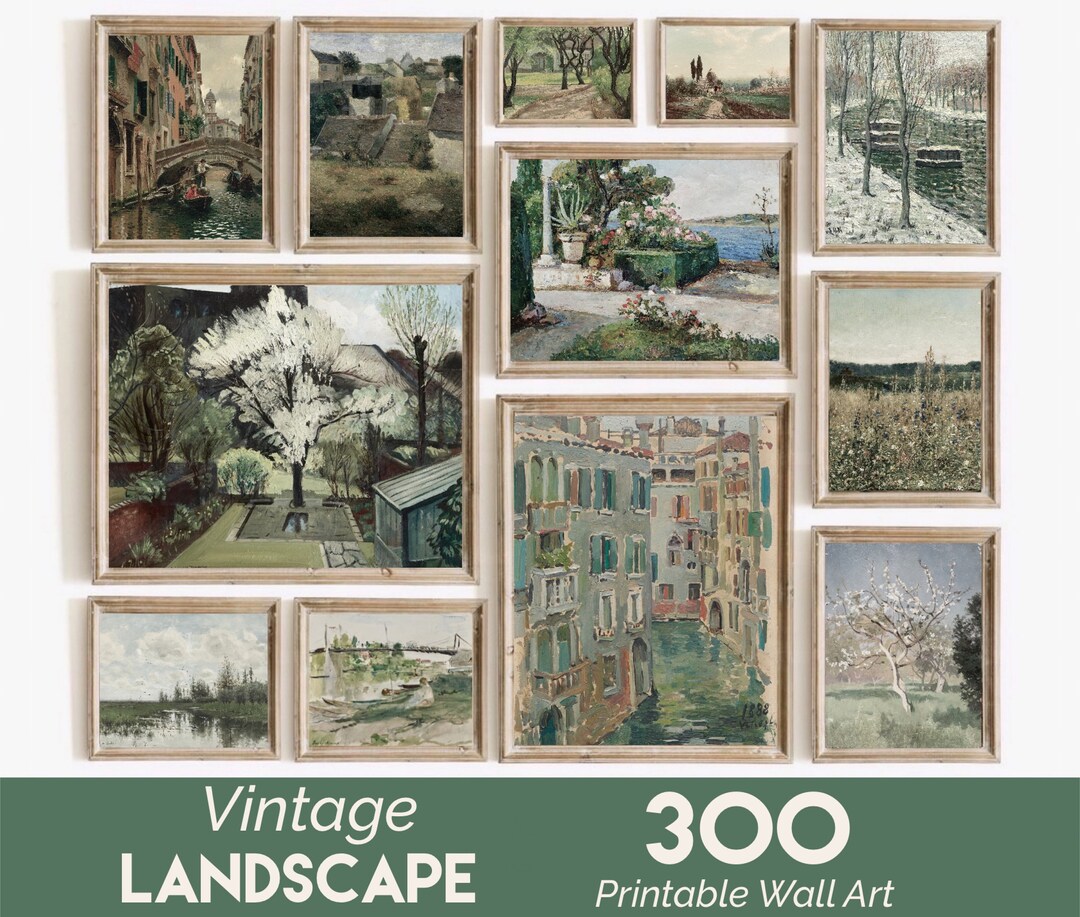 300 Printable Landscape Art Prints Set, Vintage Mega Bundle, Antique ...