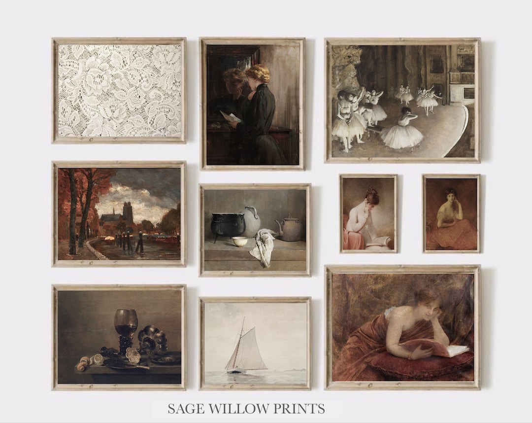 Vintage Printable Country Oil Painting Bundle, Antique Rustic Farmhouse ...