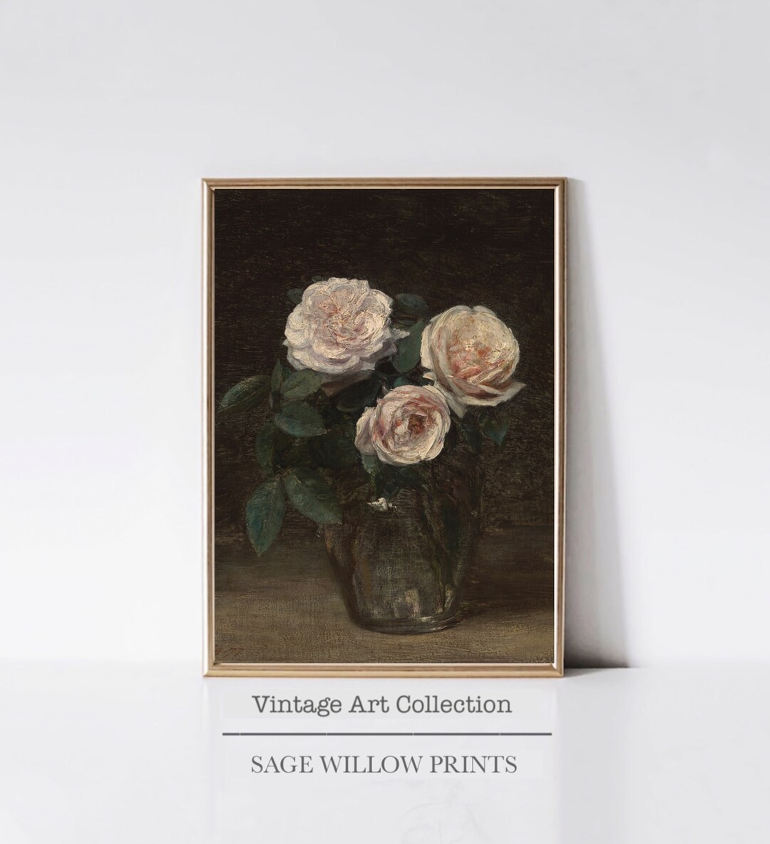 Printable Still Life Roses Flower Oil Painting, Digital Large Wall Art ...