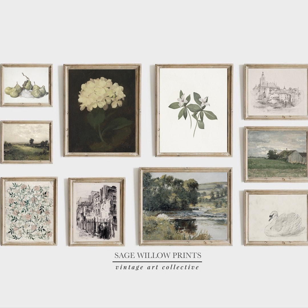 Vintage Printable Country Oil Painting Bundle, Antique Rustic Farmhouse ...