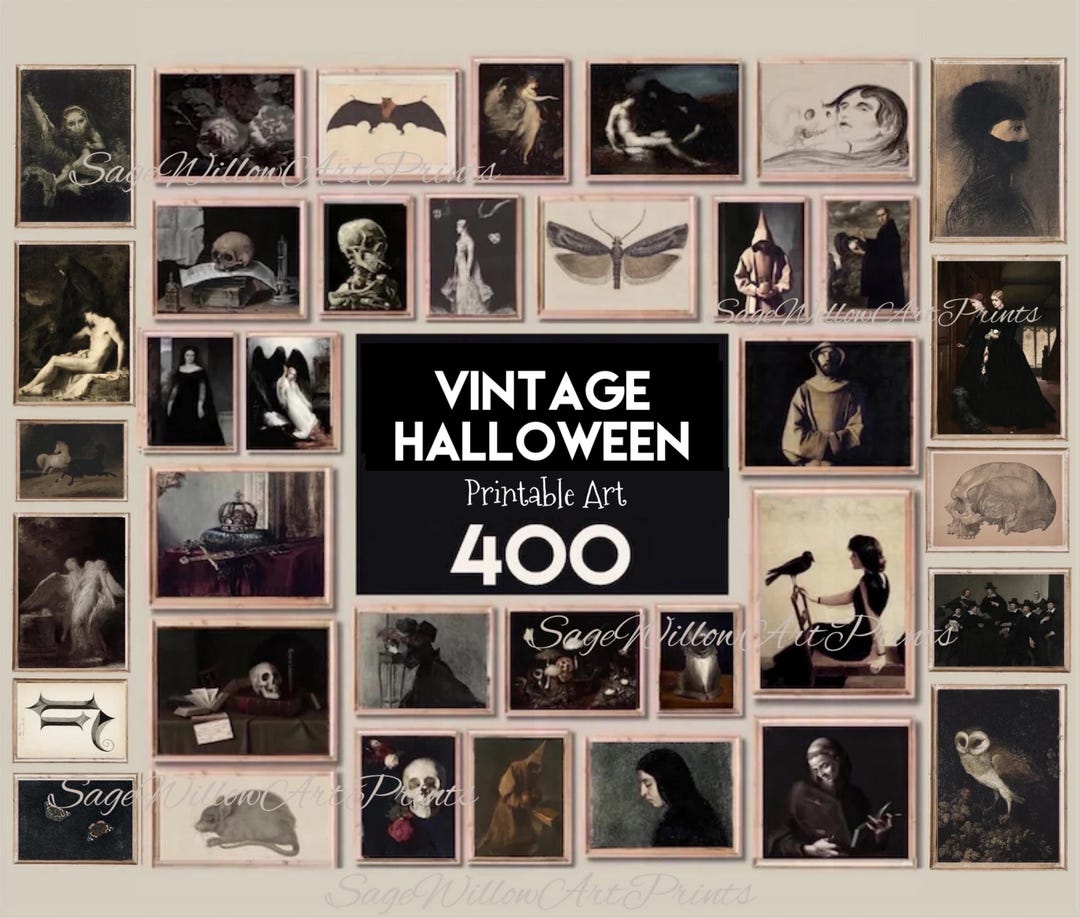 Vintage Halloween Prints, Mega Bundle Dark Moody Halloween Decor ...