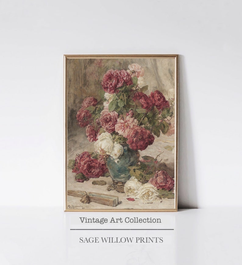 Printable Still Life Flower Oil Painting Antique Large Wall - Etsy