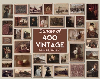 100 Vintage Printable Rustic Wall Art Prints Set, MEGA BUNDLE, Vintage ...