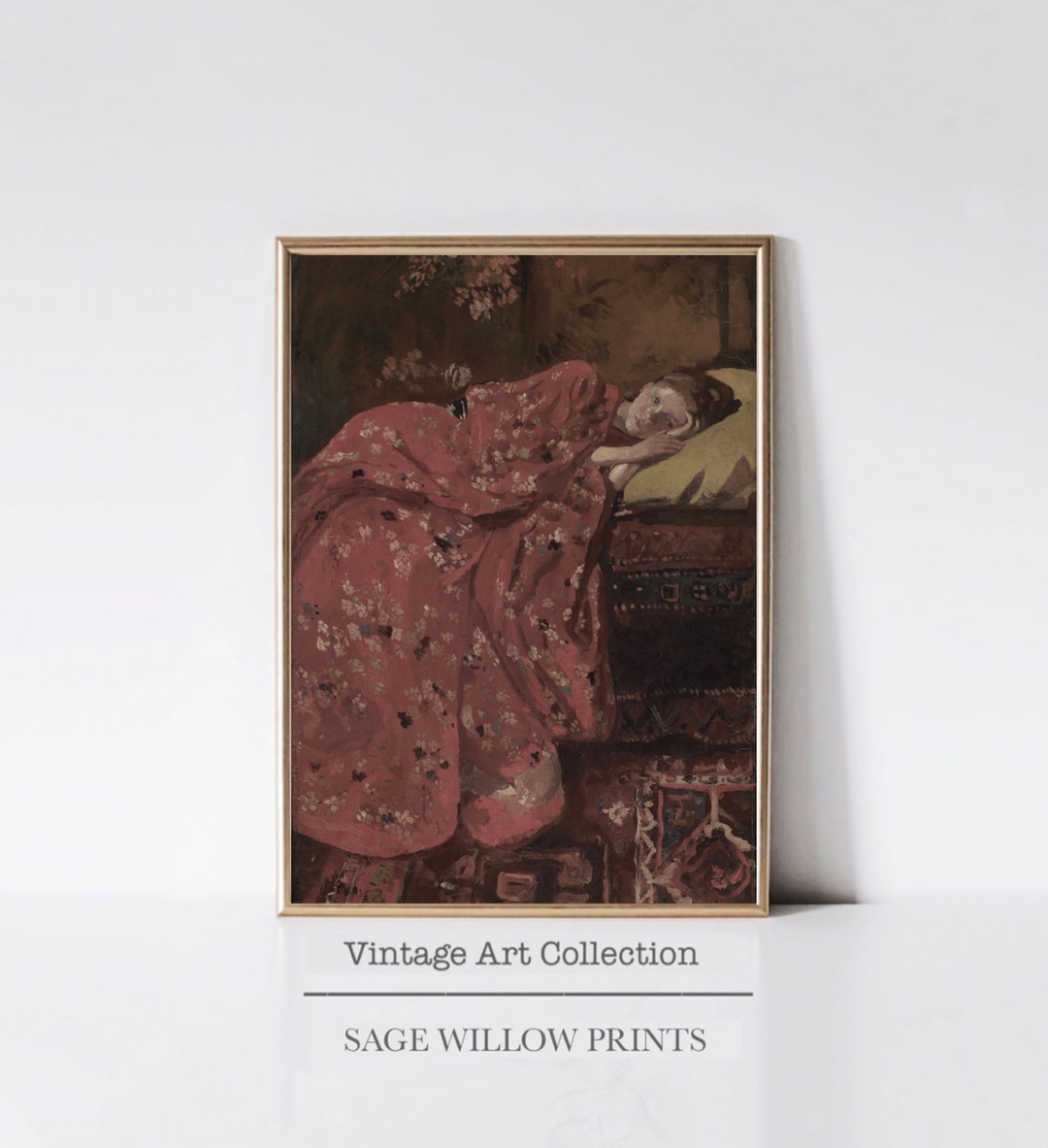 Vintage Prints, Digital Woman Sleeping Painting, Victorian Portrait ...
