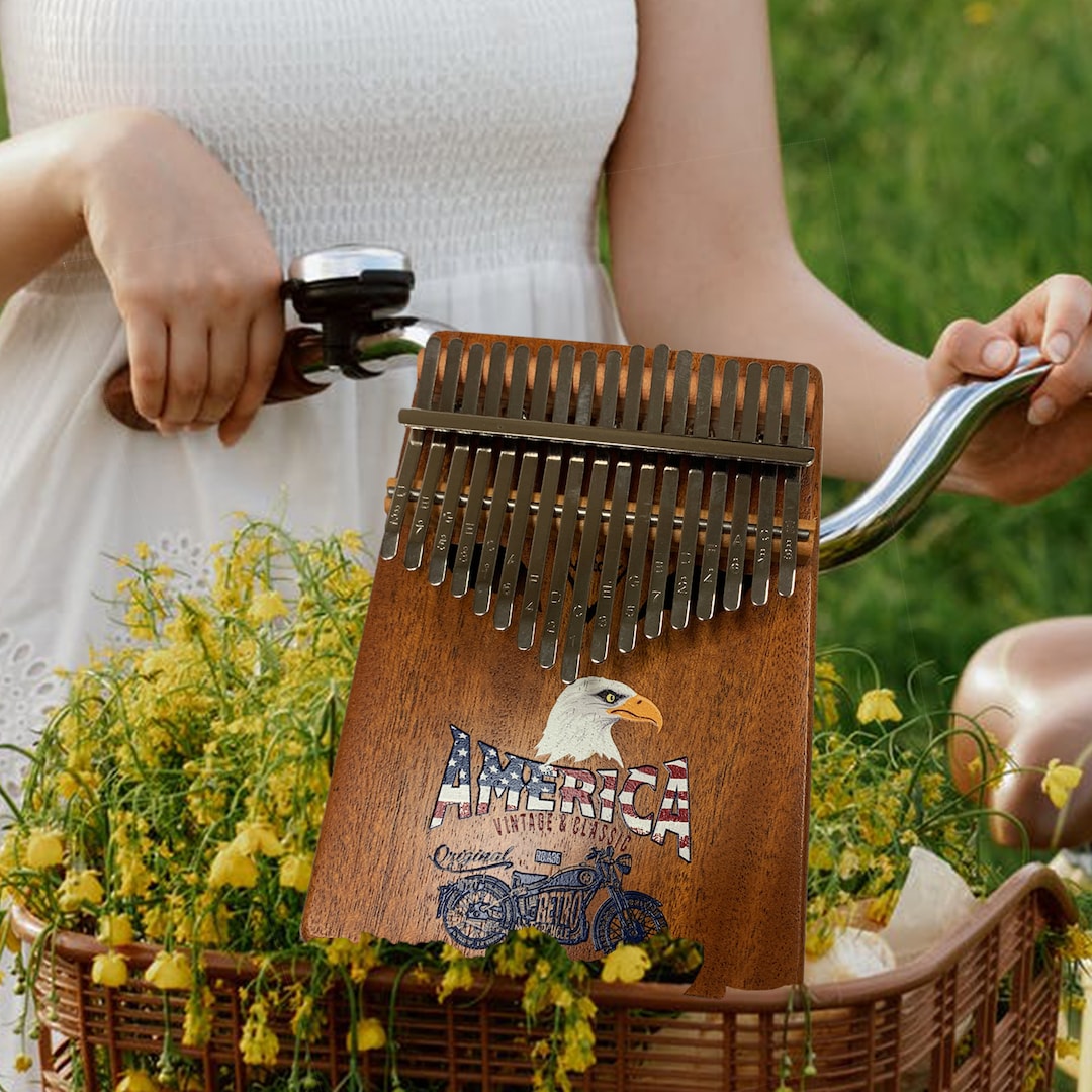 Painted Kalimba- Eagle 17 Key Mahogany Kalimba African Thumb Piano ...