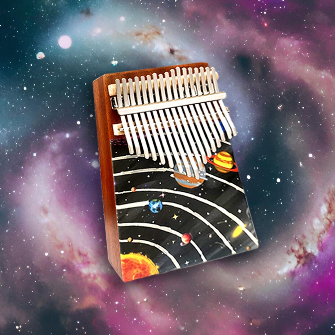 Painted Kalimba [universe]- 17 Key Mahogany Kalimba African Thumb Piano ...