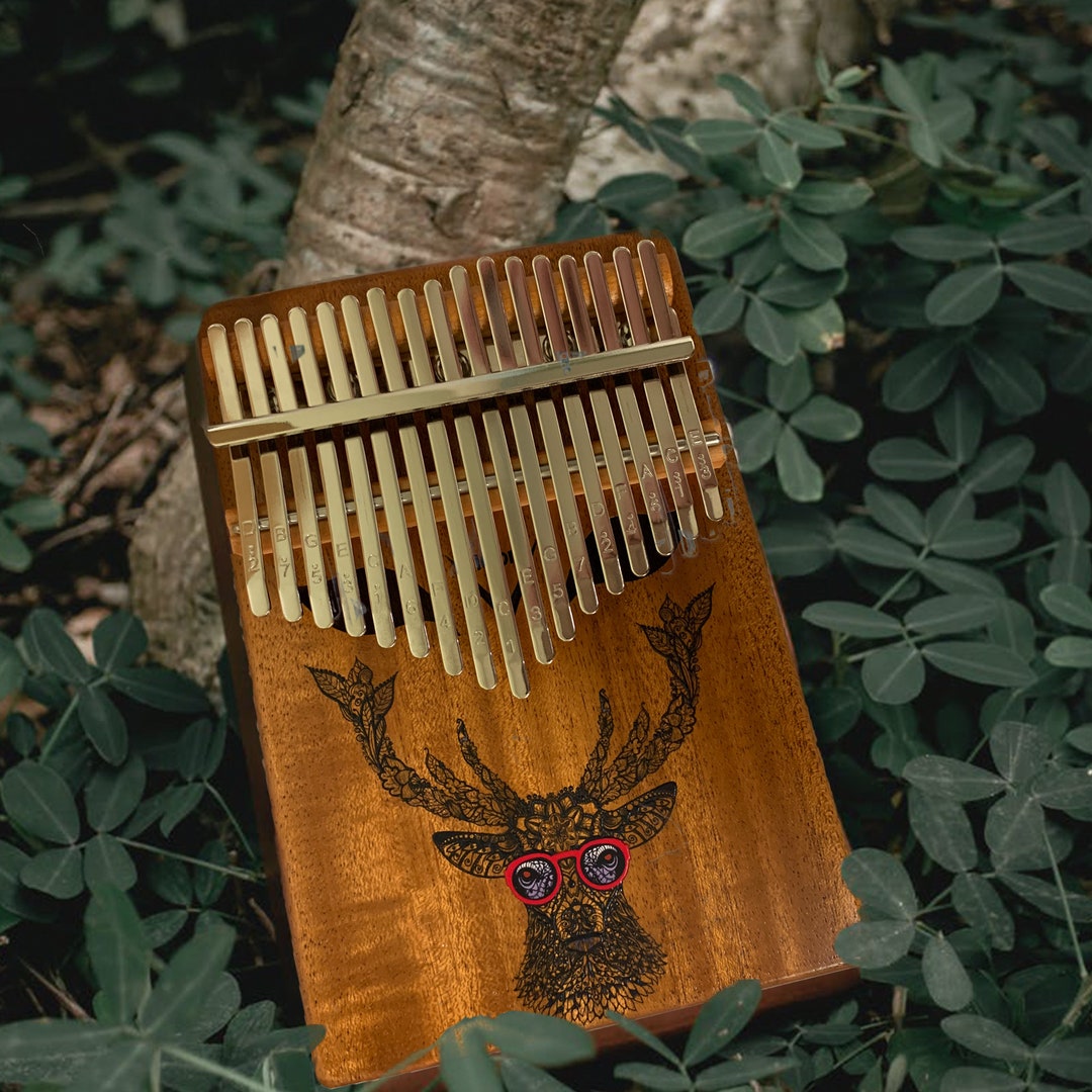 Painted Kalimba- DEER 17 Key Mahogany Kalimba African Thumb Piano ...