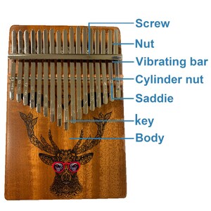 Painted Kalimba DEER 17 Key Mahogany Kalimba African Thumb Piano Finger ...
