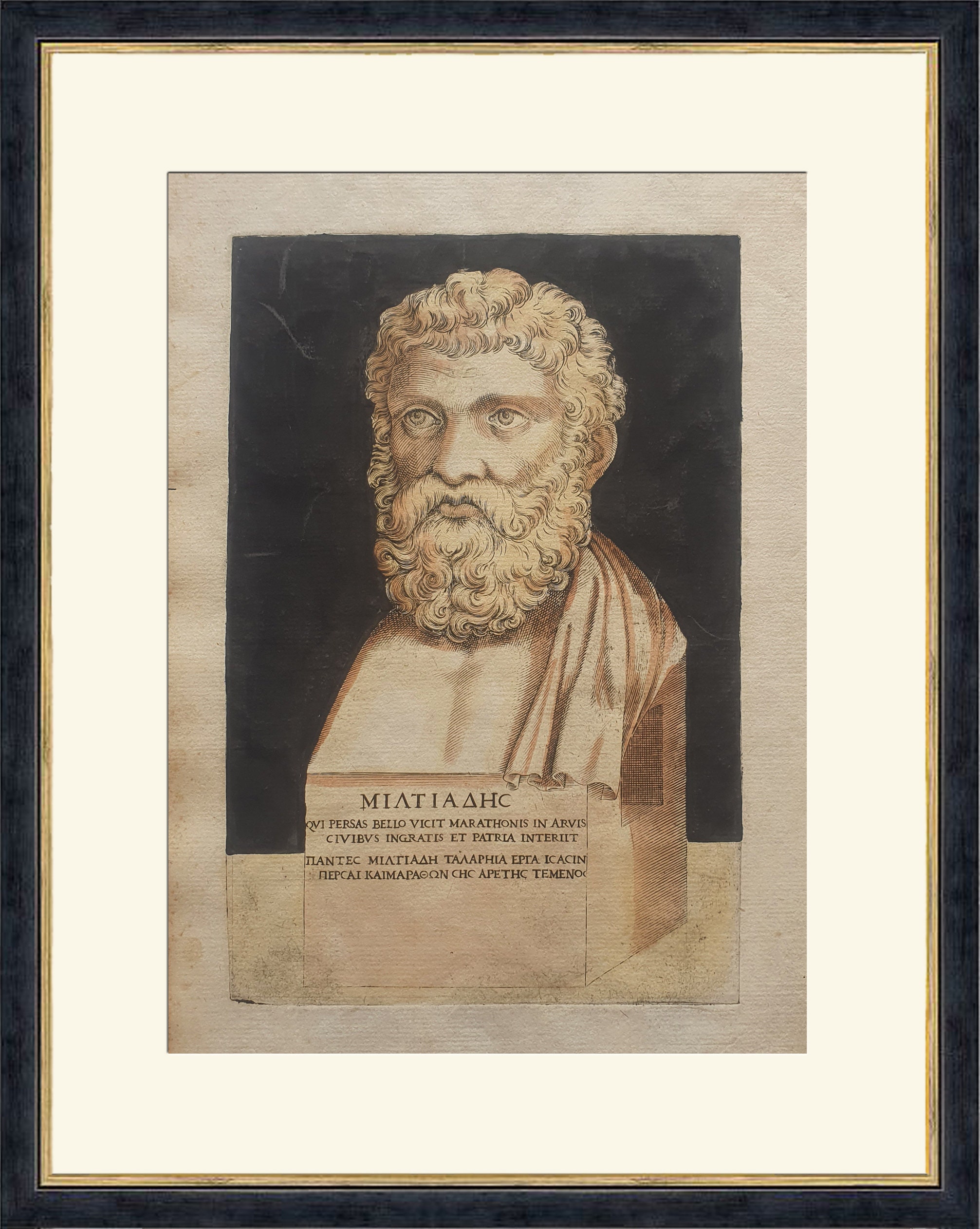 1570 Colored Engraving - Sculpture - Antique Statue 8 - F. Orsini - A ...