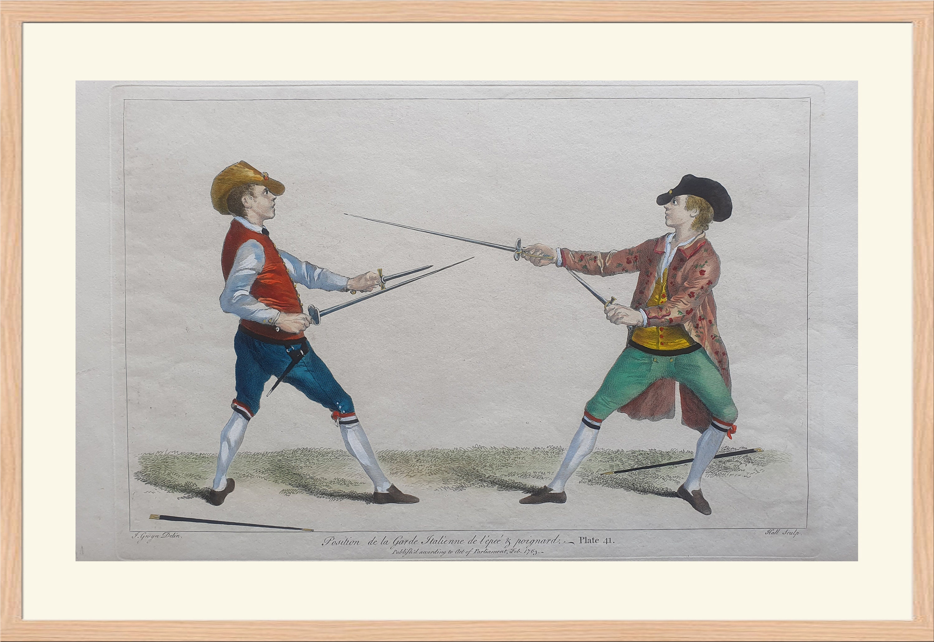 1763 Colored Engraving Fancing Position De La Garde Italienne De Lépée ...