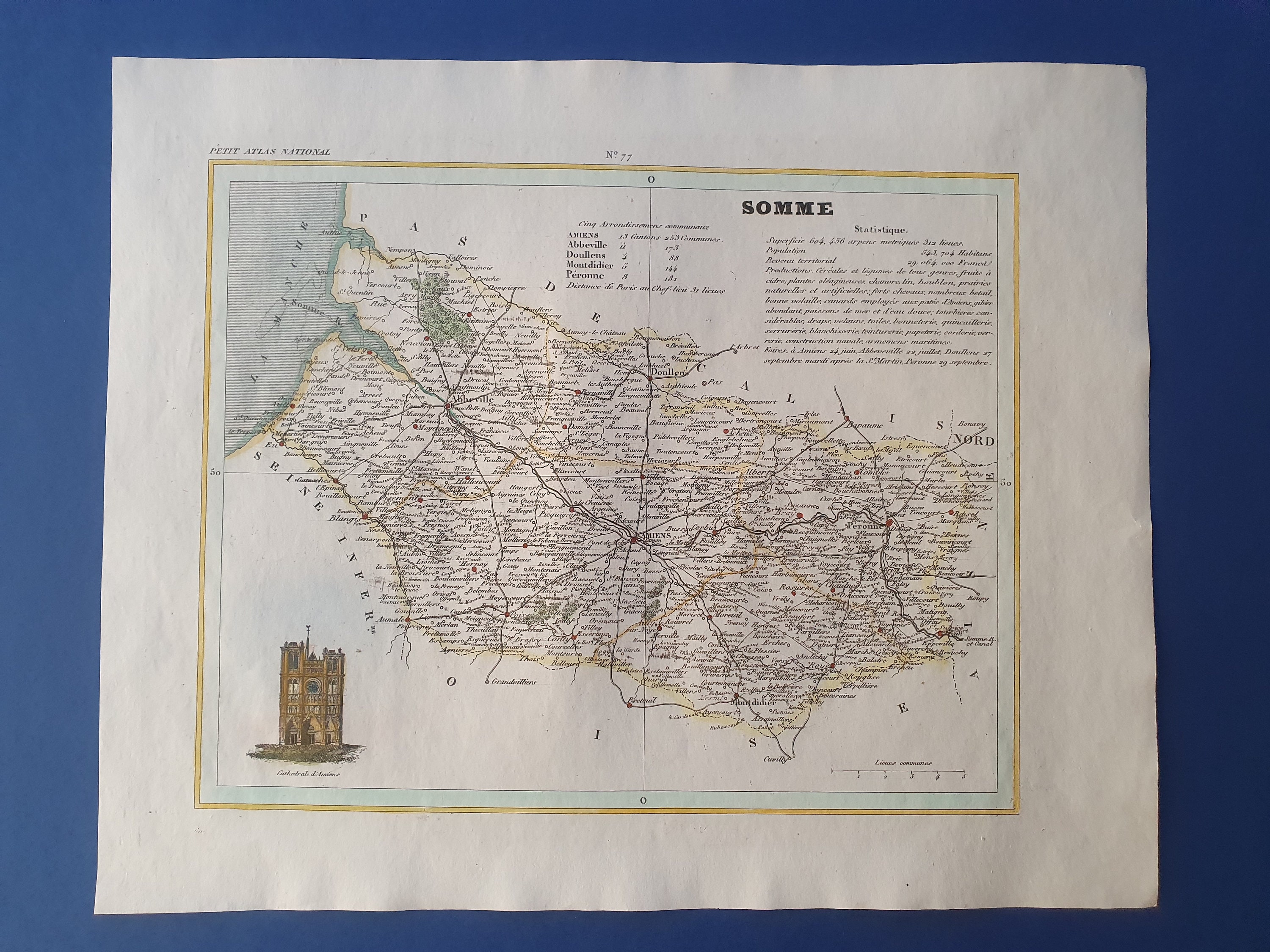 Maps - French Department - SOMME - 1833 Atlas MONIN - 12.2x9.8in ...