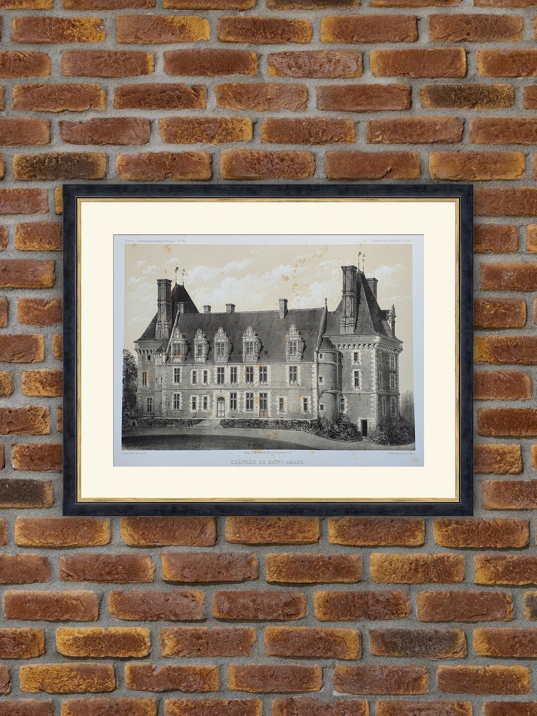 1864 Lithograph - French Castles - Château De Saint-amand (nièvre) - V ...