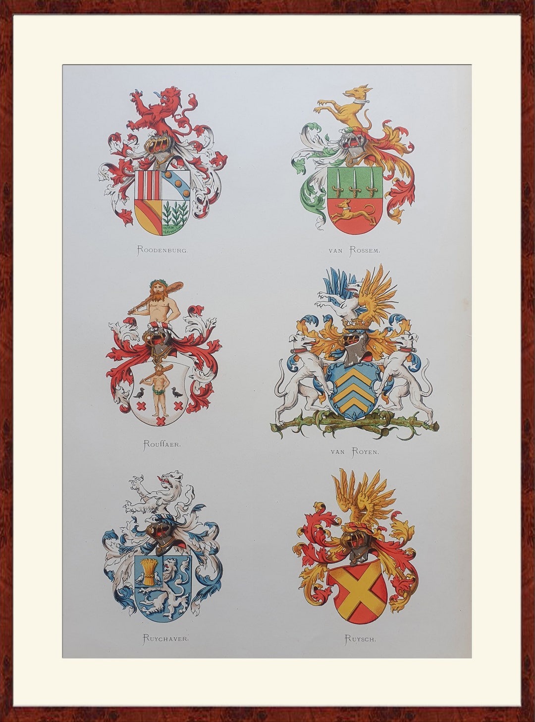 1880 Dutch Heraldry Print: Family Crests Chromolithograph - Etsy