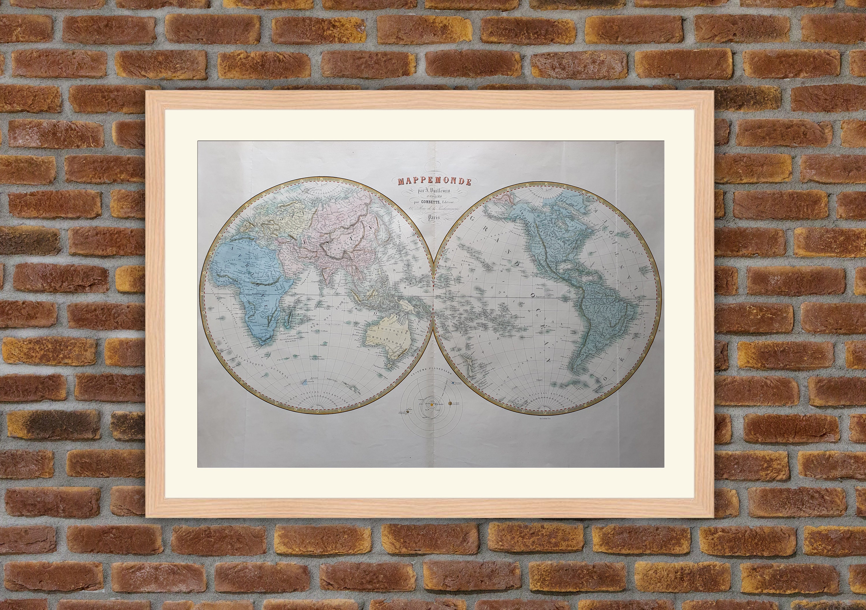 Grandes Mapas Mapa del Mundo Mappemonde 1850 Grabado Atlas Levasseur 29 ...