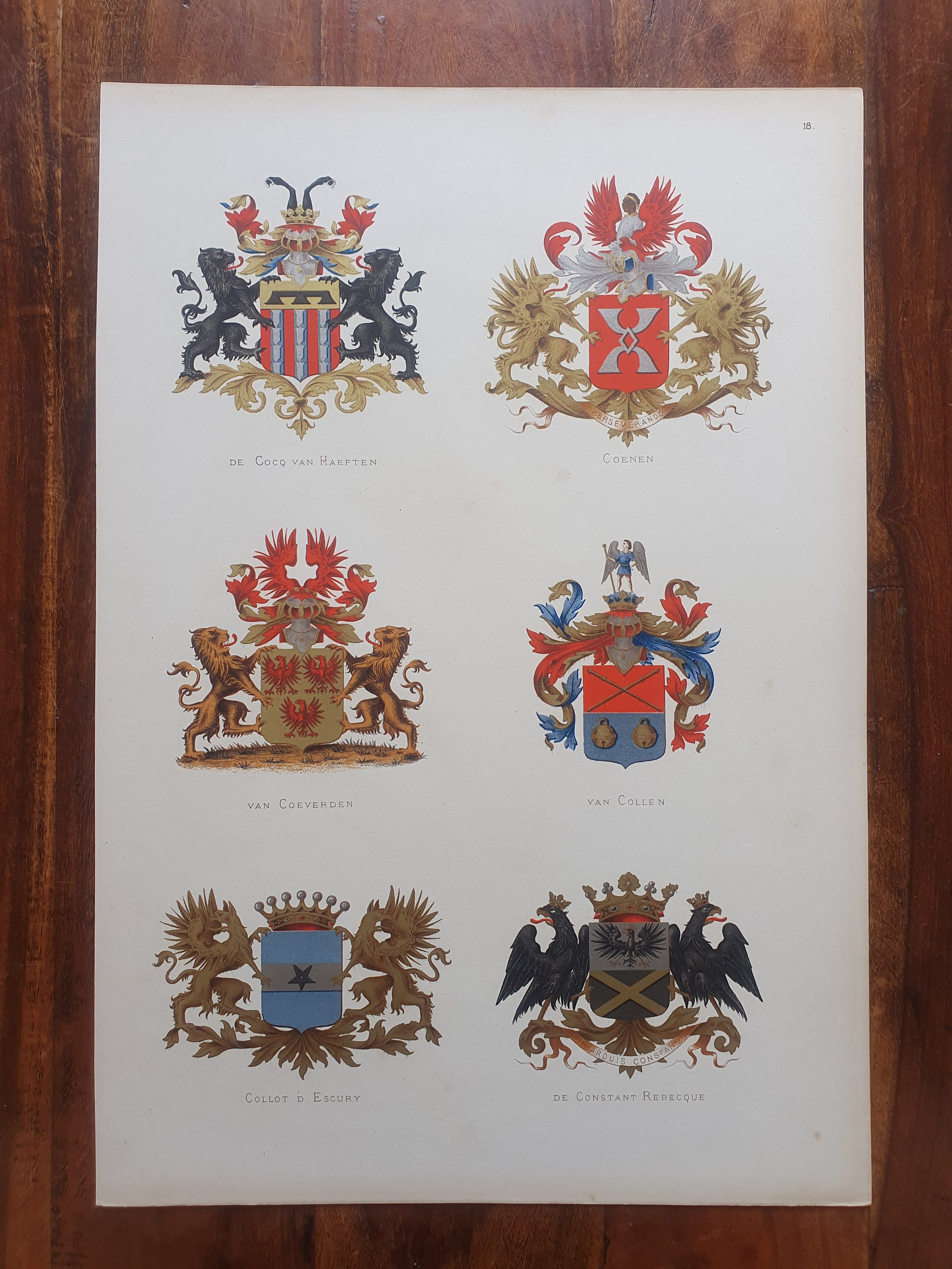 1880 Dutch Heraldry houses: De Cocq Van Haeften, Coenen, Van Coeverden ...
