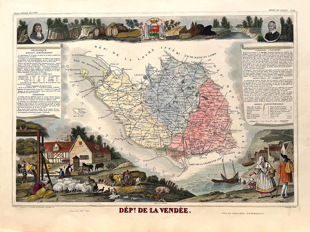 Carte Département Français - Corse - Gravure Couleurs 1850 Atlas ...